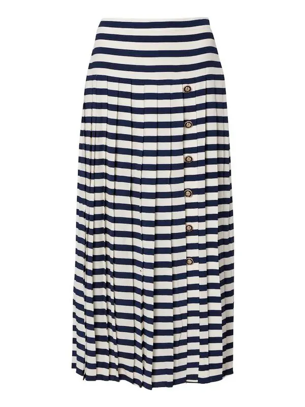 Rixo Lea Striped Midi Skirt - Blue