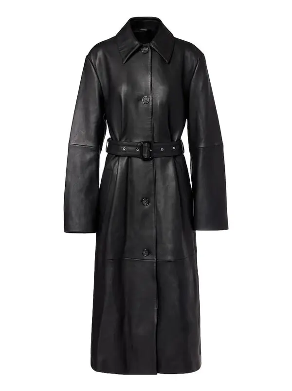 TOTEME Belted Leather Coat - Black