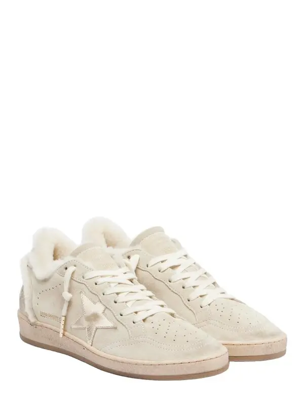 Golden Goose Ball Star Shearling-trimmed Suede Sneakers - Beige