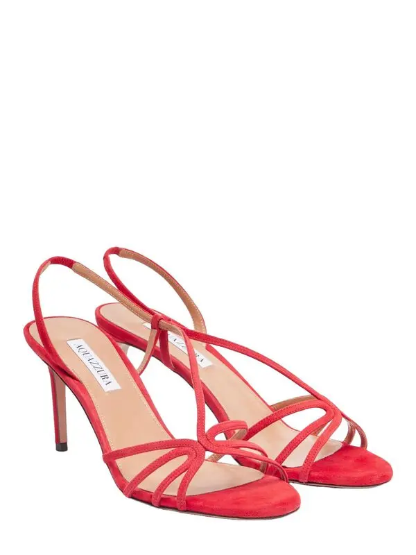 AQUAZZURA Talk To Me 75 Suede Sandals - Red