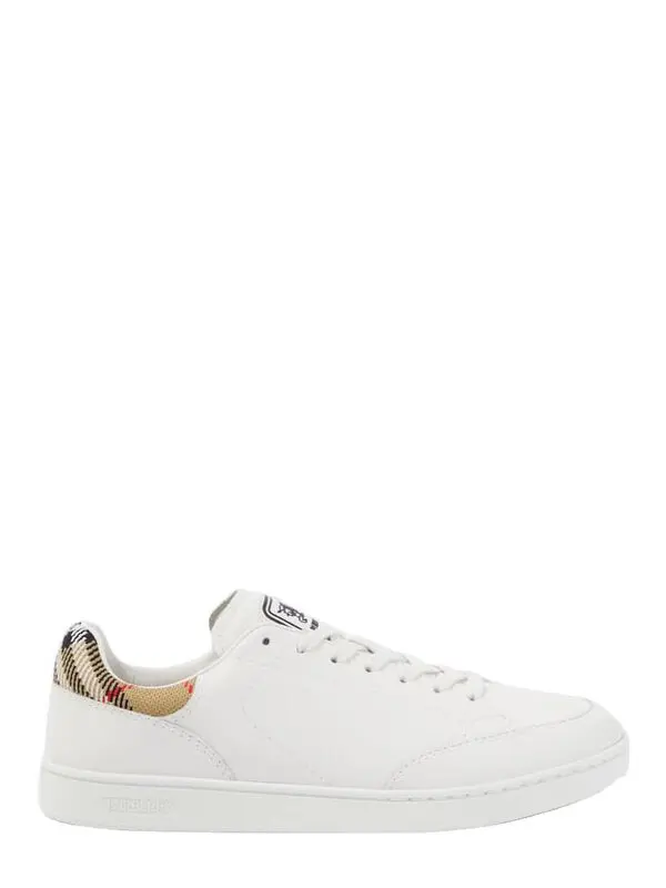 Burberry Check Leather Sneakers - White