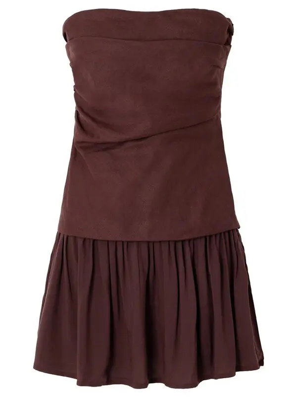Faithfull The Brand Hedy Voile-trimmed Linen Mini Dress - Brown