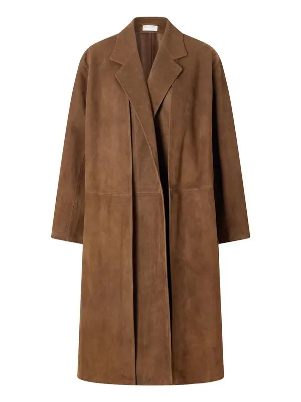 THE ROW Serenis Paneled Suede Coat - Brown