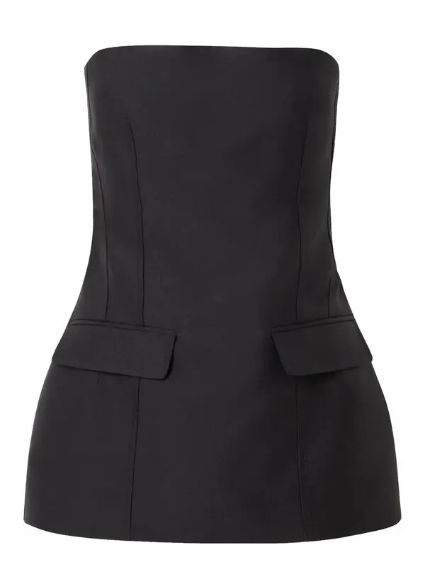 TOTEME Strapless Wool And Silk-blend Bustier Top - Black