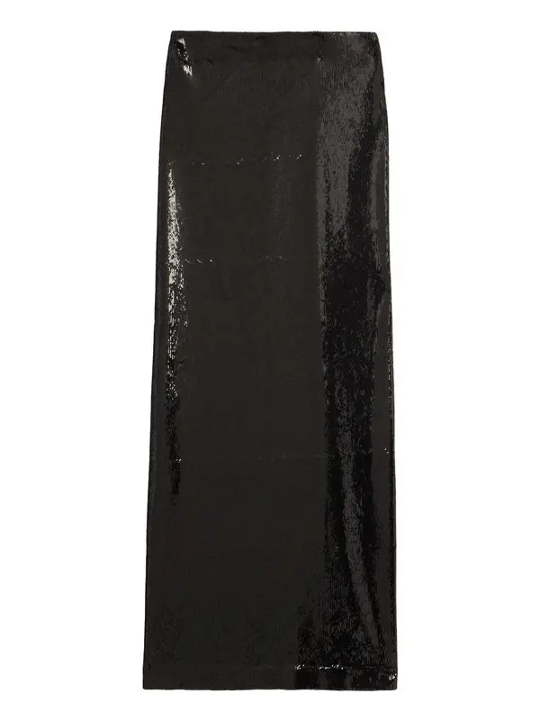 TOTEME Sequined Satin Maxi Skirt - Black