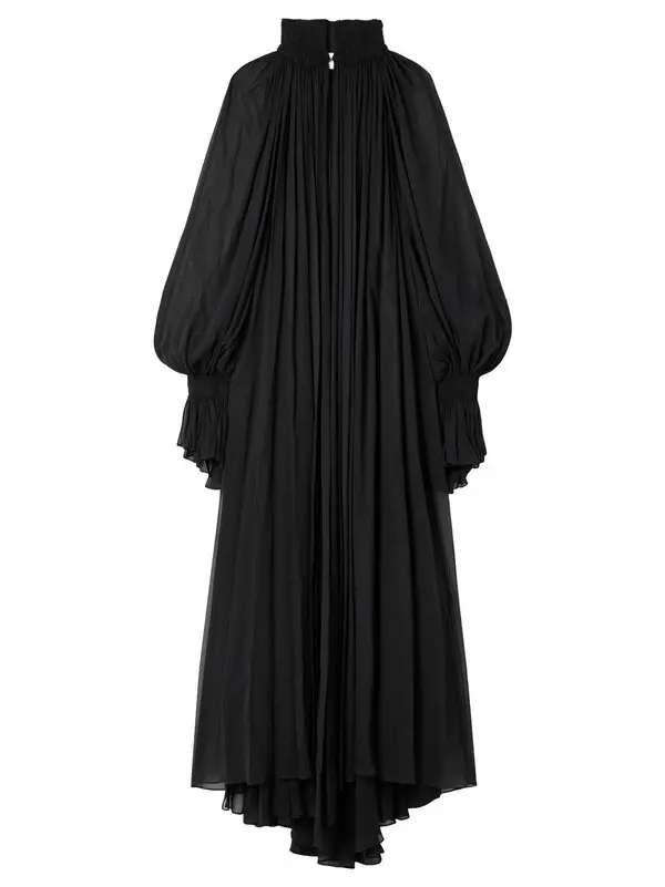Khaite Gathered Silk-chiffon Maxi Dress - Black
