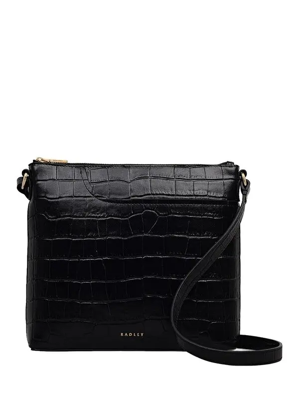 RADLEY Pockets Faux Croc Ziptop Crossbody Bag - Black