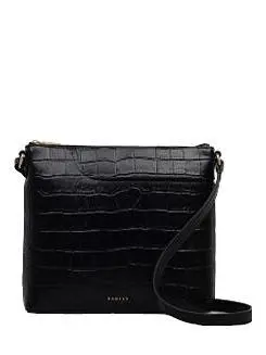 RADLEY Pockets Faux Croc Ziptop Crossbody Bag - Black