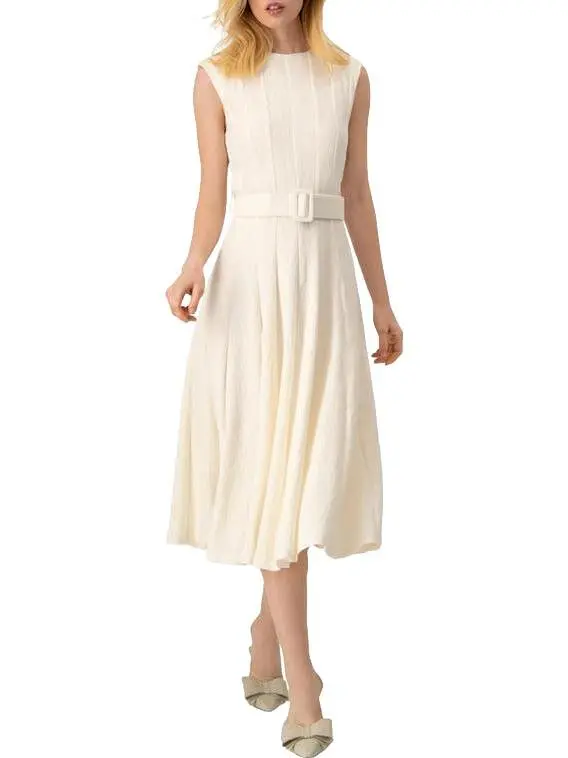 IVONNE Sleeveless Midi Dress With Belt - Natural