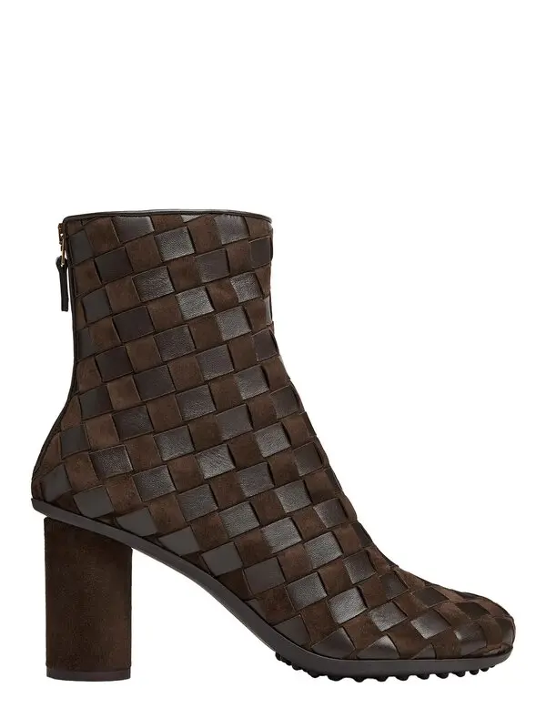Bottega Veneta Intrecciato Leather And Suede Ankle Boots - Fondant