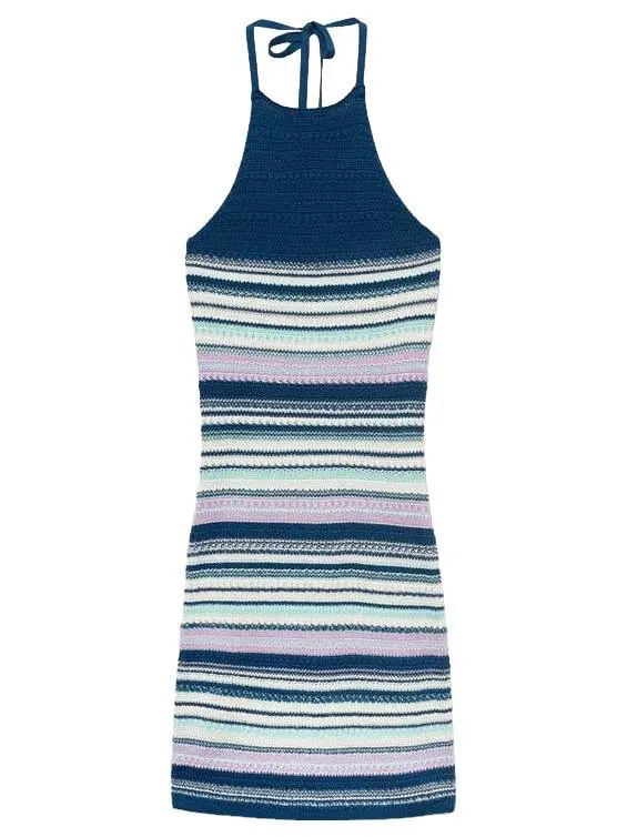 Mango Knit Halter Dress - Navy