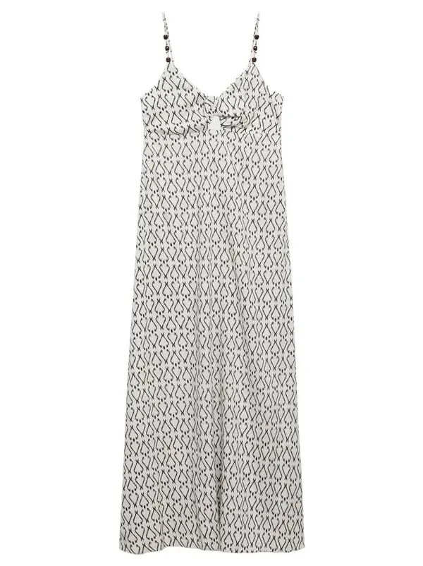 Mango Printed Maxi Babydoll Dress - Off White