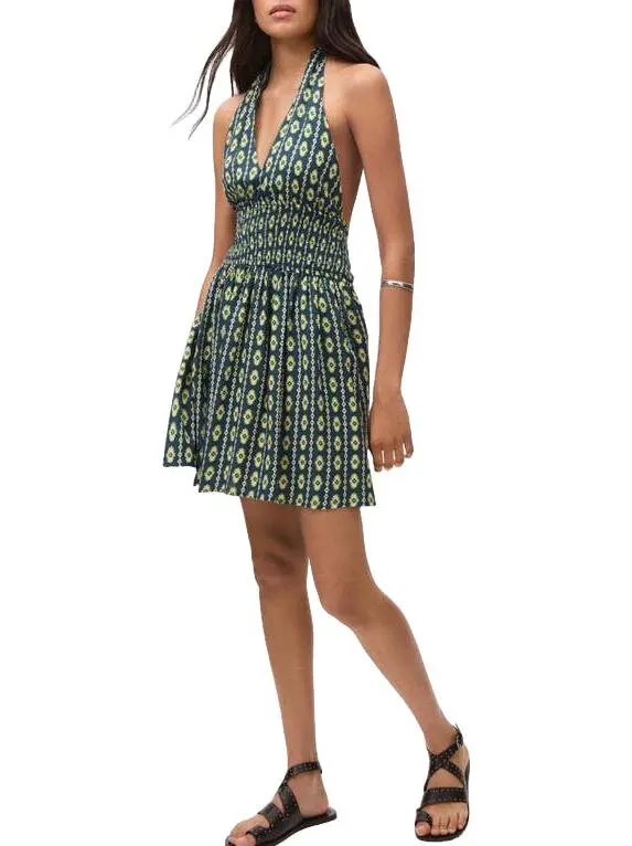 Mango Printed Halter Dress - Navy