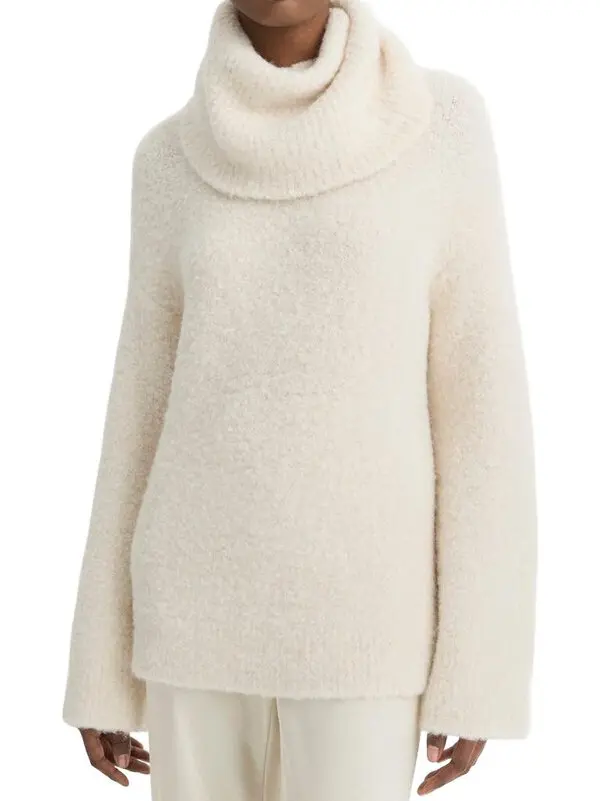 Vince Bouclé Turtleneck Tunic Sweater - Off White