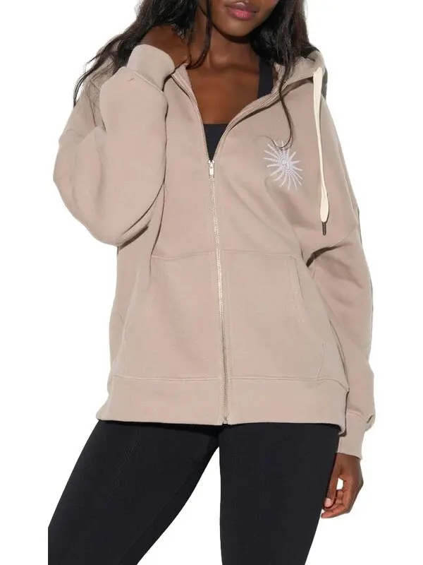 Spiritual Gangster Emit Peace Boyfriend Zip Hoodie - Moon Rock
