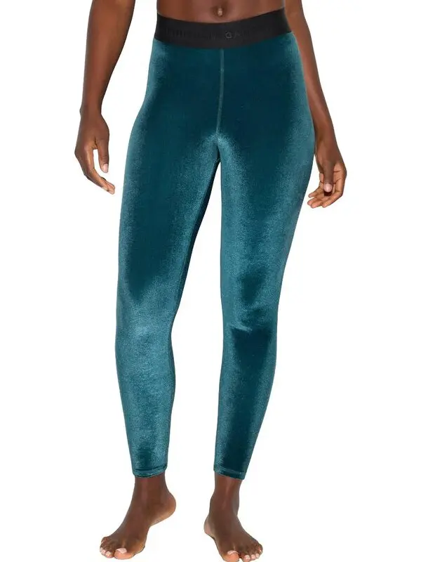 Spiritual Gangster Addison High Waist Velour Leggings - Midnight Teal