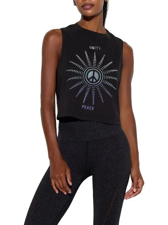 Spiritual Gangster Emit Peace Spirit Crop Tank - Black