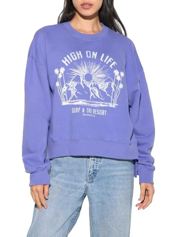 Spiritual Gangster Surf N' Ski Bex Cotton Graphic Sweatshirt - Astral Blue
