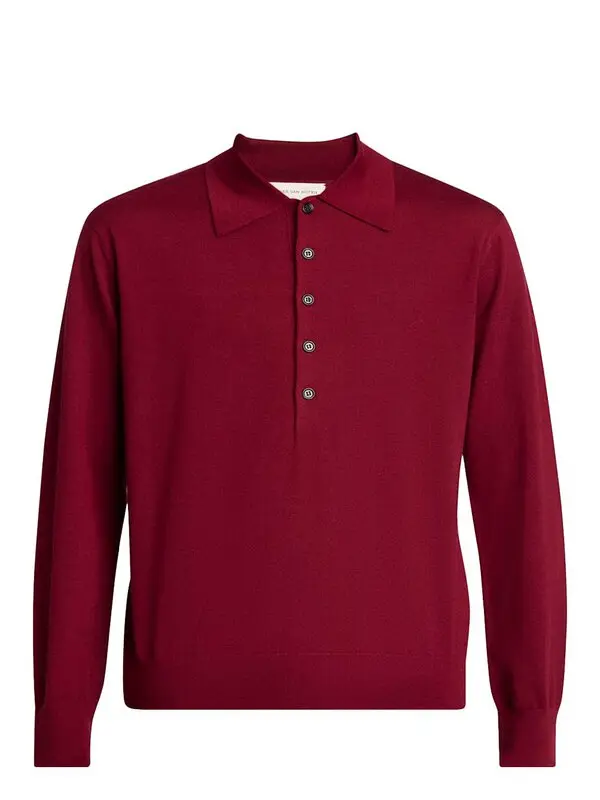 Dries Van Noten Muano Wool Knit Polo Sweater - Wine