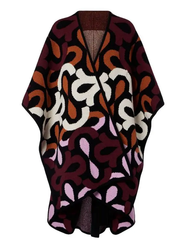 La DoubleJ Wool Jacquard Cape - Multicoloured