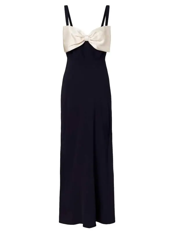 Rixo Bow-detail Satin Midi Dress - Blue