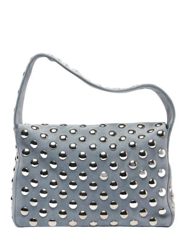 Khaite Elena Medium Studded Suede Shoulder Bag - Blue