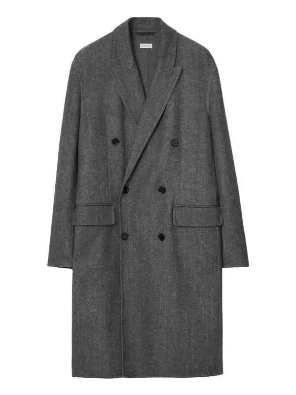 Burberry Herringbone Wool Tailored Coat - Lead Grey Melange