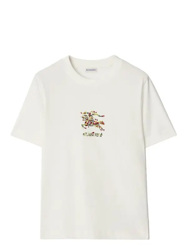 Burberry Floral Ekd Cotton T-shirt - Chalk White