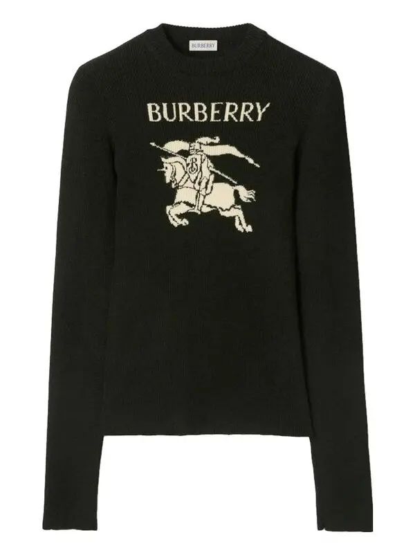 Burberry Ekd Wool Silk Sweater - Black/green