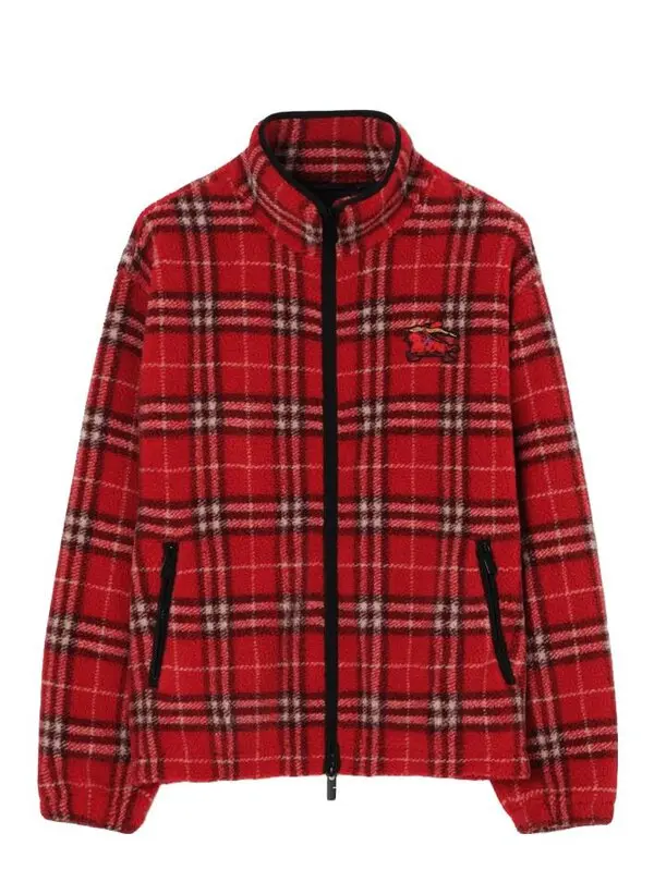 Burberry Check Wool Cashmere Blend Fleece - Crayon Red