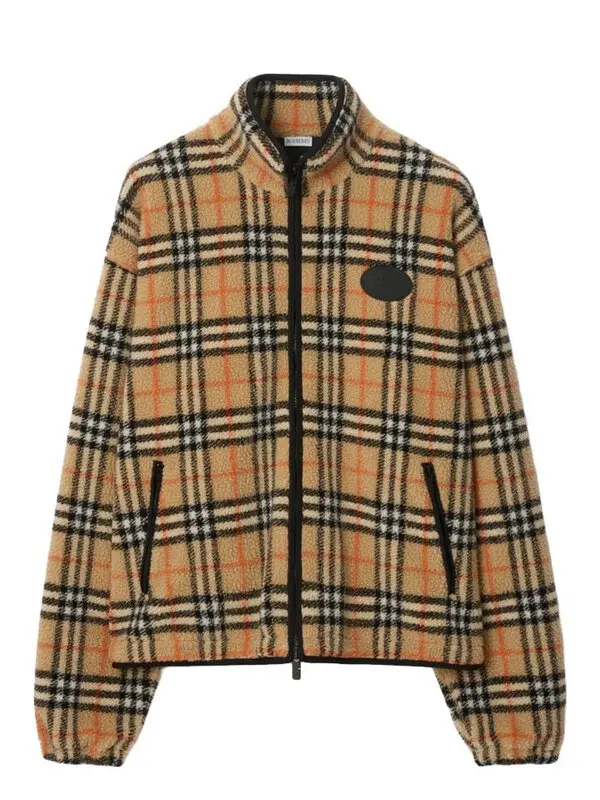 Burberry Check Wool Cashmere Blend Fleece - Sand Beige