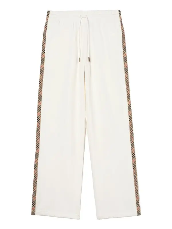 Burberry Check Trim Cotton Track Pants - Chalk White