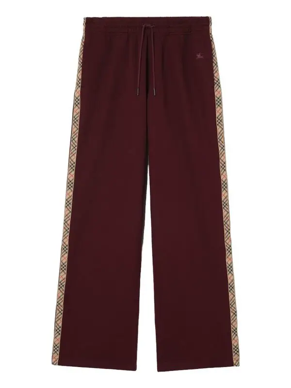 Burberry Check Trim Cotton Track Pants - Vineyard Red