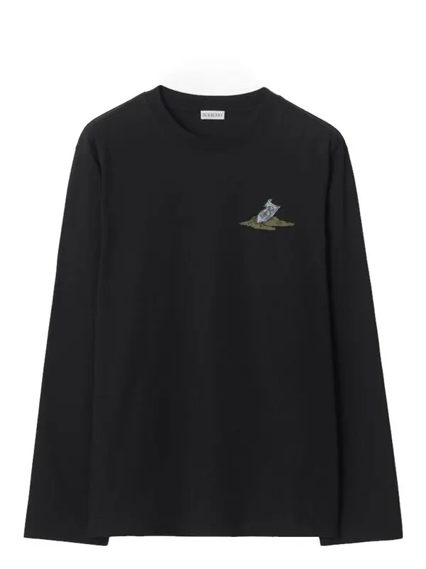 Burberry Long-sleeve Sleeping Knight Cotton T-shirt - Black