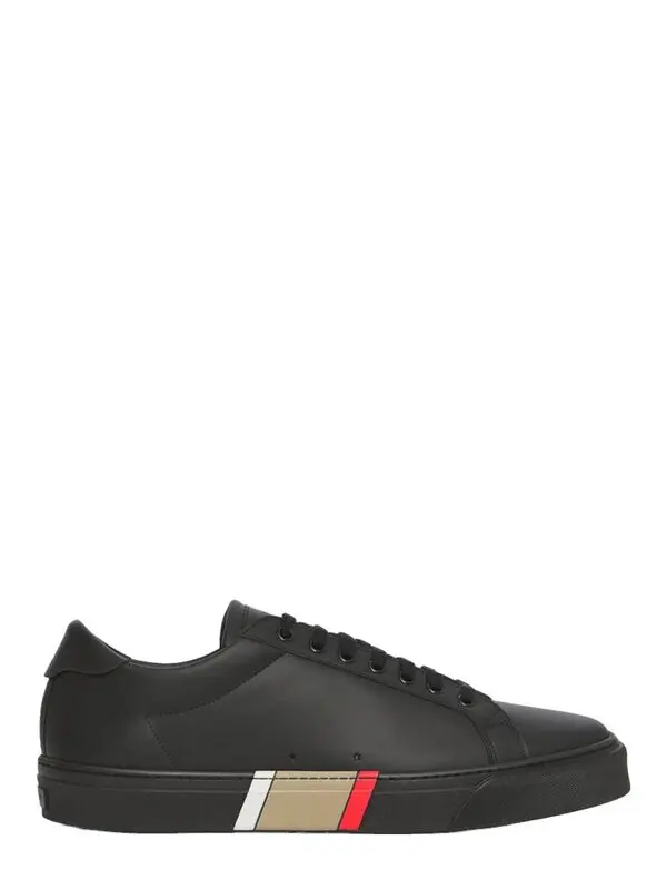 Burberry Stripe Detail Leather Sneakers - Black