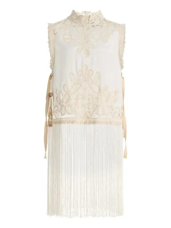 Sea Adelina Fringed Lace Top - Ivory