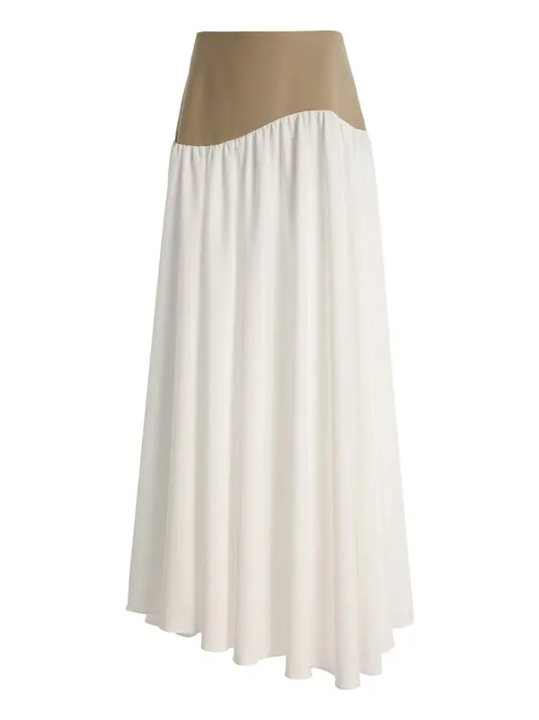 SLOAN Exclusive Long Wave Stretch-crepe Skirt - Ivory
