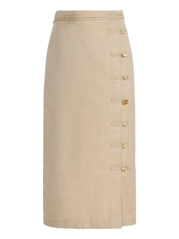 SLOAN Bead Wool-blend Midi Skirt - Ivory