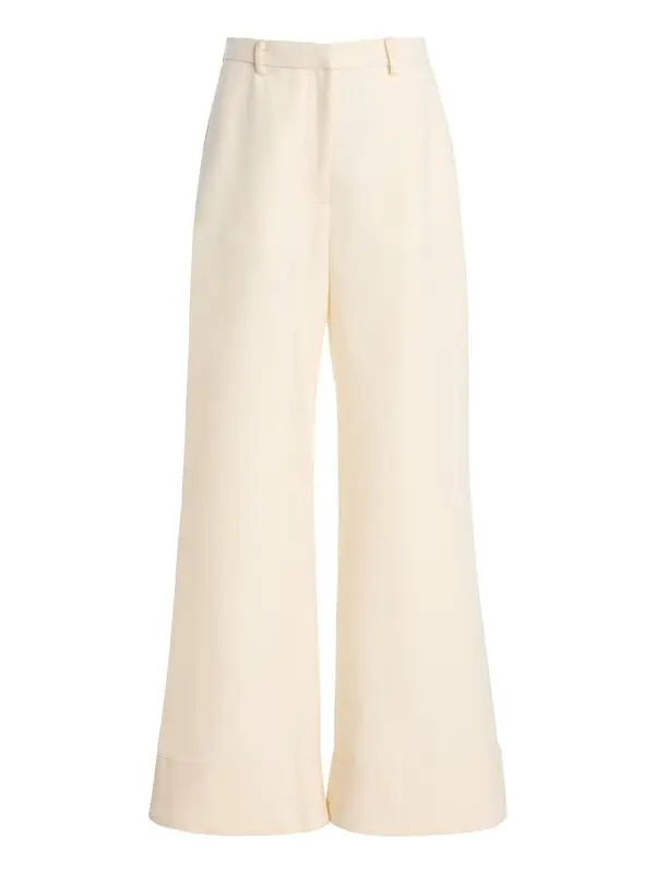 SLOAN Wool Flared Trousers - Ivory