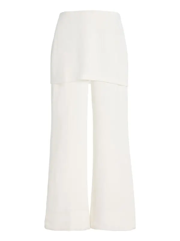 SLOAN Combination Crepe Flared Pants - Ivory