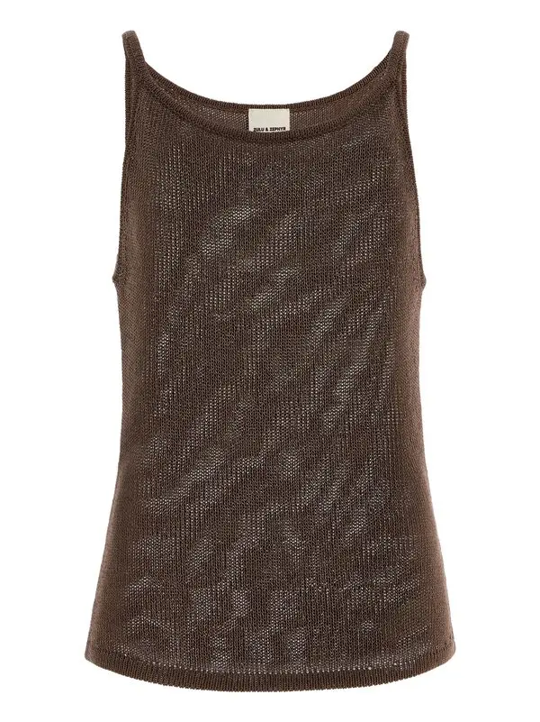 ZULU & ZEPHYR Textured Knit Tank Top - Brown