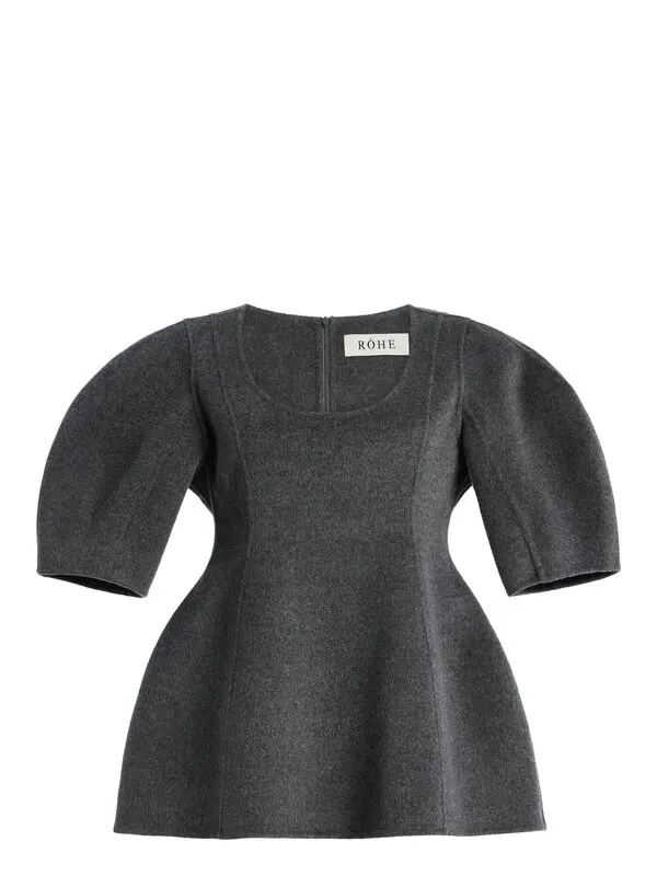 RÓHE Sculptural Doubled-faced Wool-cashmere Top - Grey