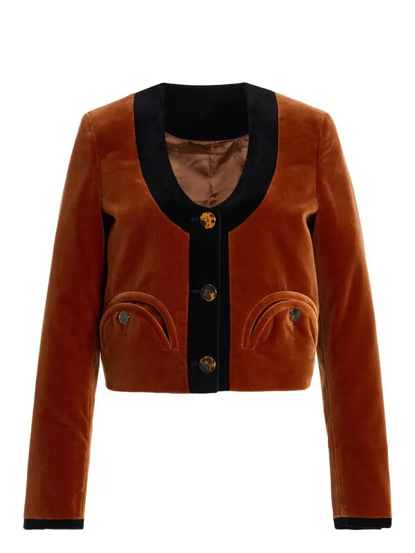 BLAZÉ MILANO Spiti Cotton-velvet Bolero - Brown