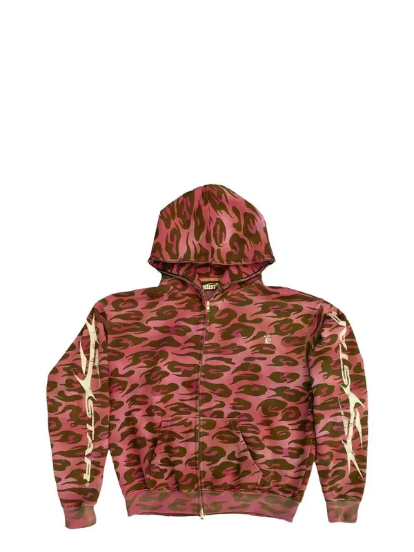 HELLSTAR Printed Zip-up Hoodie - Pink
