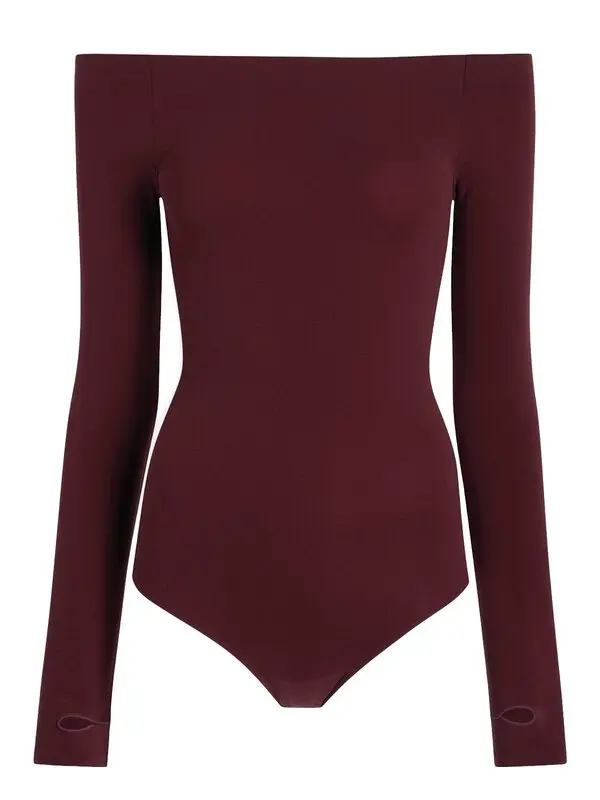 Commando Ballet Off-shoulder Microfiber Bodysuit - Raisin