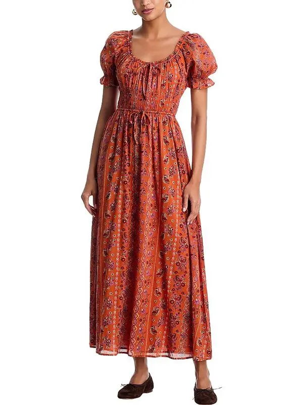 Aqua Farlin Paisley Short Sleeve Maxi Dress - Orange