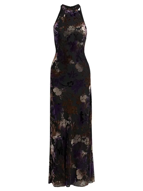 MIKAEL AGHAL Devoré-velvet Gown - Black