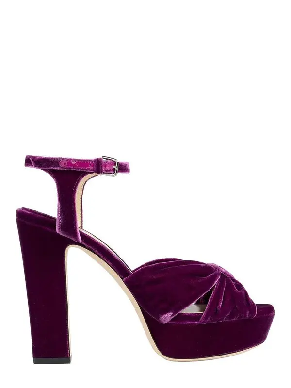 JIMMY CHOO Heloise 120 Velvet Platform Sandals - Violet