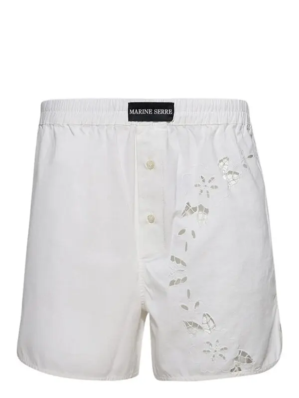 MARINE SERRE Regenerated Household Linen Short - White