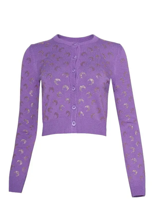MARINE SERRE Moon Strass Knit Cardigan - Lavender